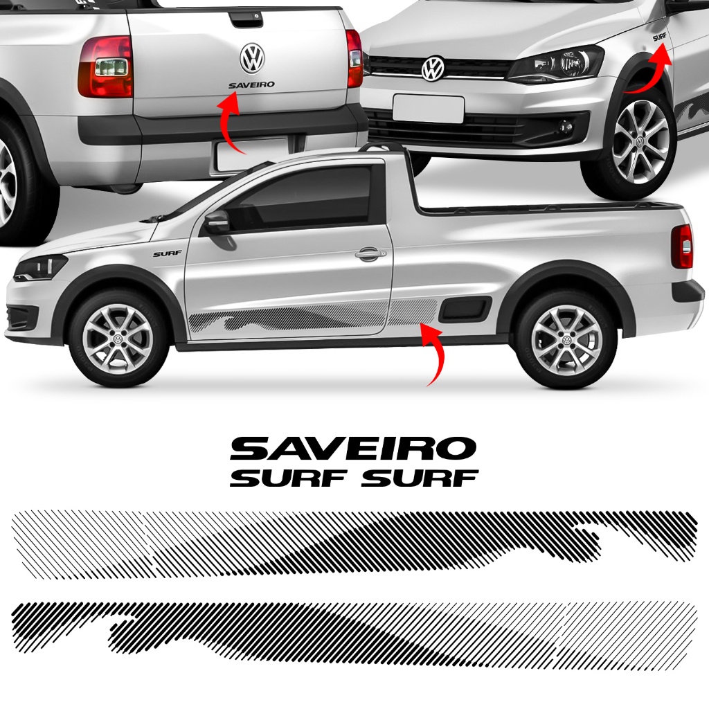 Kit Adesivo Vw Saveiro Surf G6 2015 2016 Faixa Lateral + Paralama ...