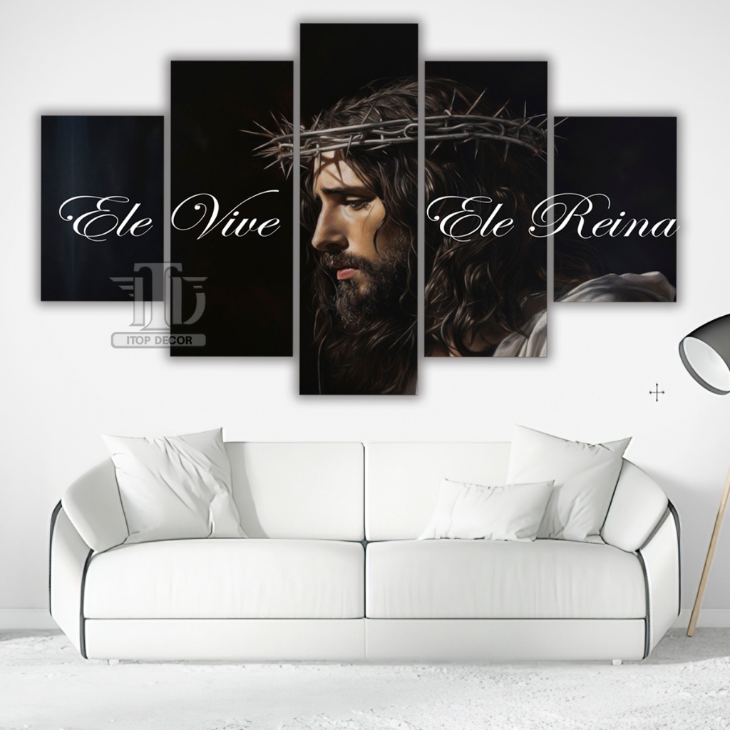 Quadro Decorativo Sala Jesus Cristo Coroa de Espinhos Religioso Ele ...