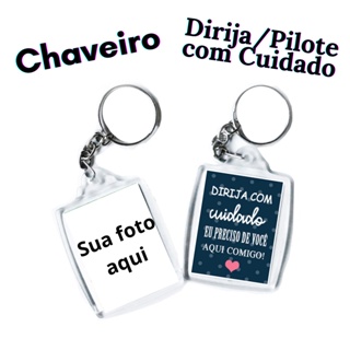 Chaveiro Personalizado Dirija Pilote com Cuidado 3x4cm | Shopee Brasil