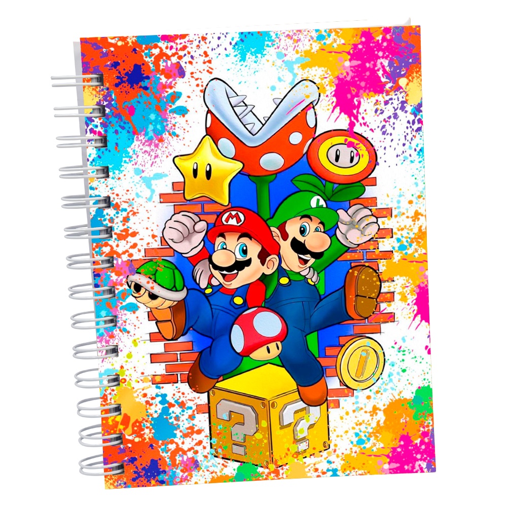 Agenda Caderno Super Mario Sketchbook sem Pauta Capa Dura Brinhante 80 ...