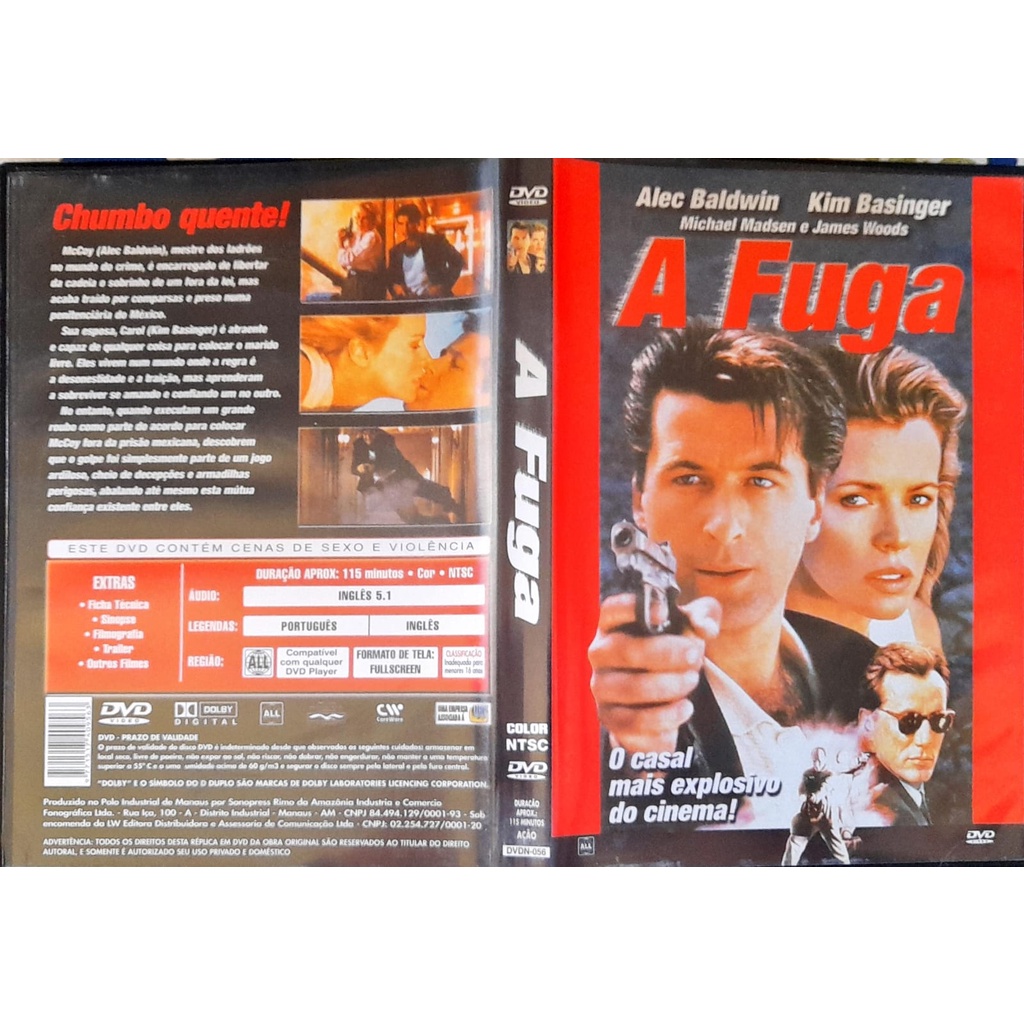 Dvd Original Alec Baldwin e Kim Basinger A Fuga | Shopee Brasil