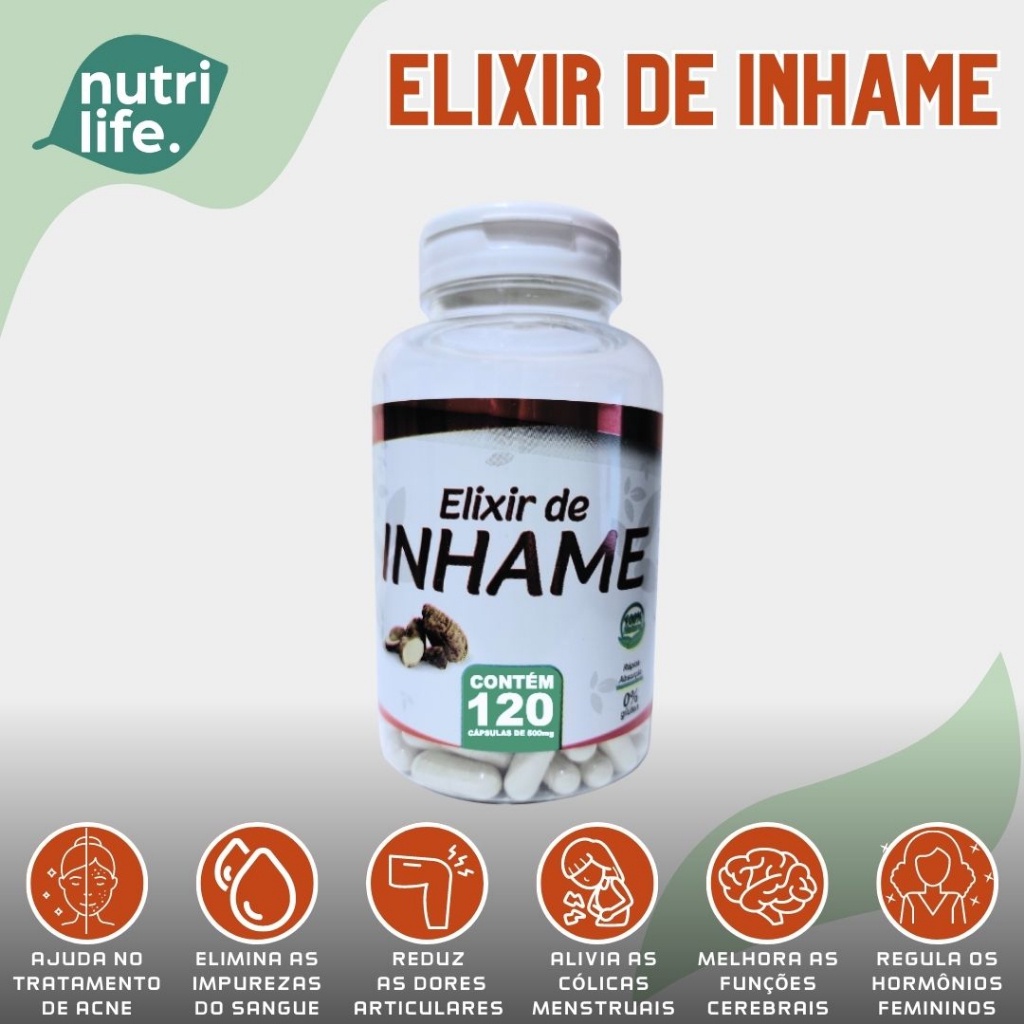 1UN Elixir de inhame 120 capsulas 500 mg | Shopee Brasil