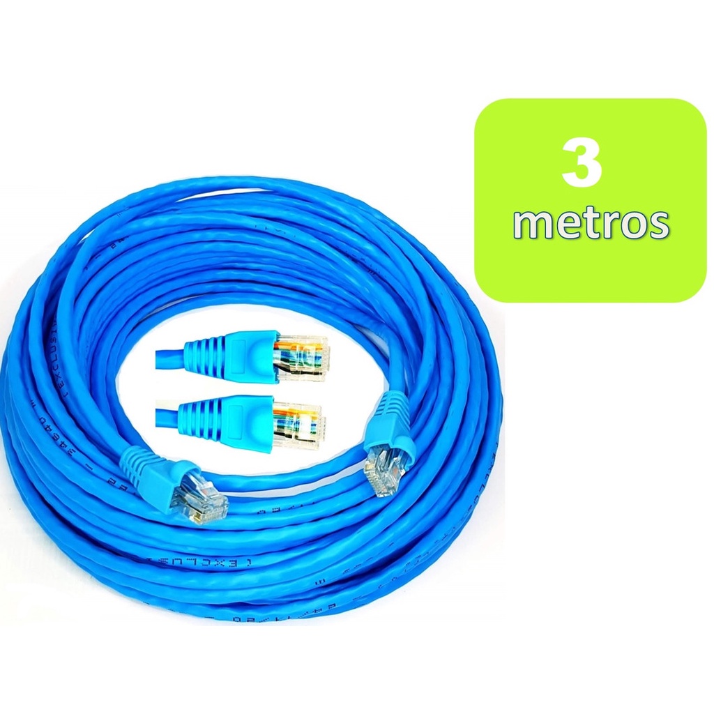 Cabo de Rede Internet CFTV Montado Pronto para Uso Azul Cat5 3 metros | Shopee Brasil