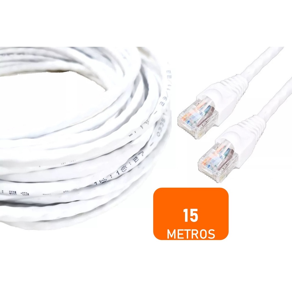Cabo de Rede Internet CFTV Montado Pronto para Uso Branco Cat5 15 metros | Shopee Brasil