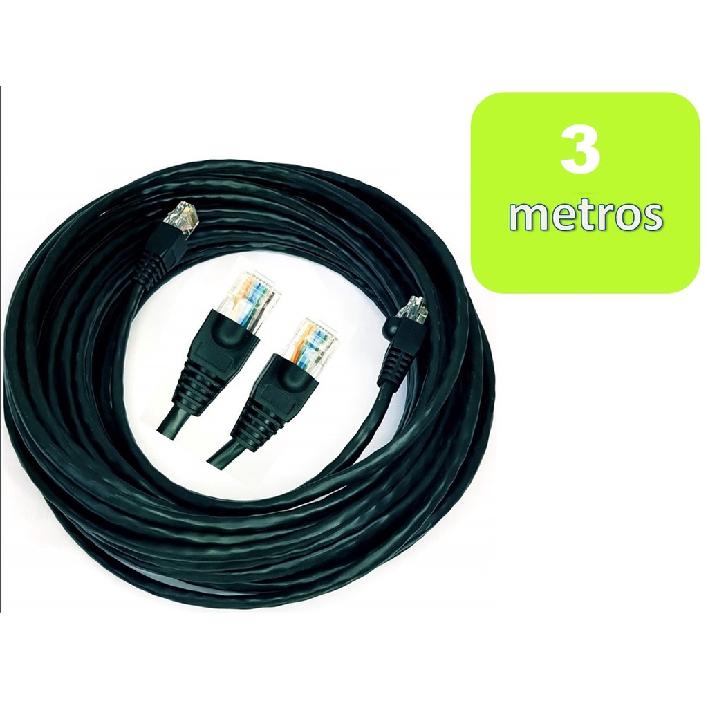 Cabo de Rede Internet CFTV Montado Pronto para Uso Preto Cat5 3 metros | Shopee Brasil