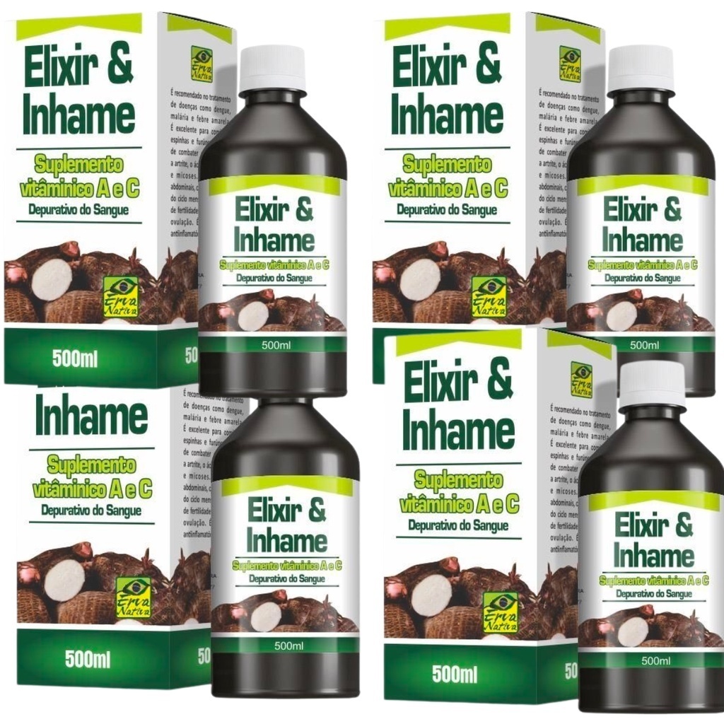 Kit C/4 Elixir de Inhame Natural - 500ml (cada) | Shopee Brasil