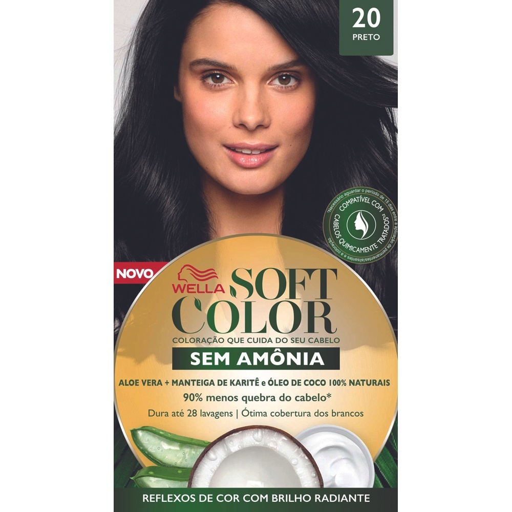 KIT COM 4 TINTURA WELLA SOFT COLOR 20 PRETO | Shopee Brasil