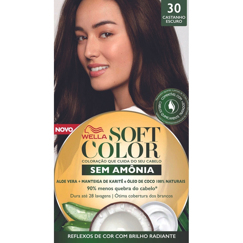 KIT COM 3 TINTURA WELLA SOFT COLOR 30 CASTANHO ESCURO | Shopee Brasil