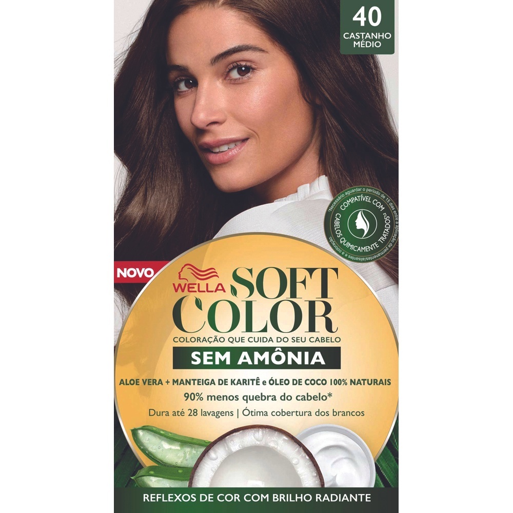KIT COM 3 TINTURA WELLA SOFT COLOR 40 CASTANHO MEDIO | Shopee Brasil