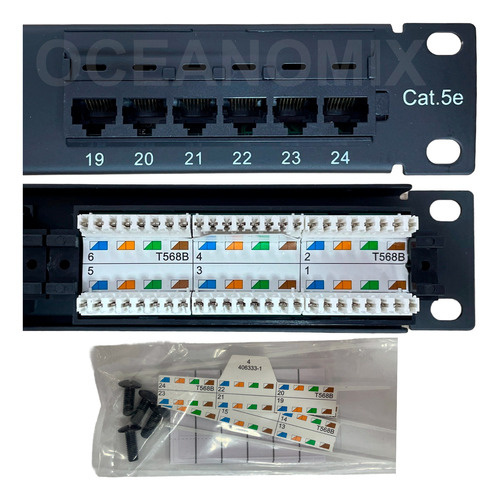 Patch Panel 24 Portas Cat5e PADRAO RACK 19 POLEAGADAS Rj45 Utp Lan Rede ...