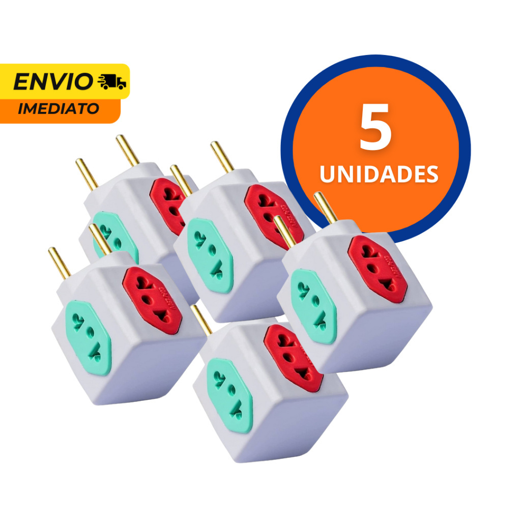 KIT 5 Adaptador Tomada Benjamin Cubo t 4 entradas 10a/20a casa e ...