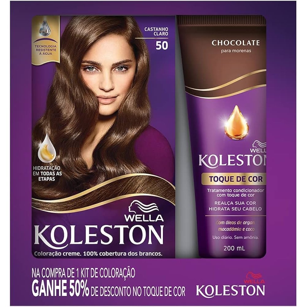 Kit Wella Koleston Tintura Castanho Claro 50 + Condicionador Toque de ...
