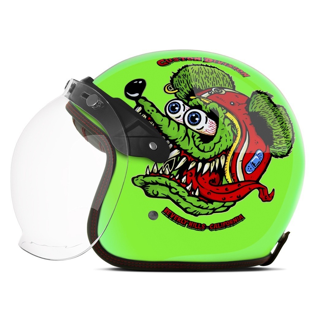 Capacete Etceter Psycho Rat Brilhante Aberto Aberto | Shopee Brasil