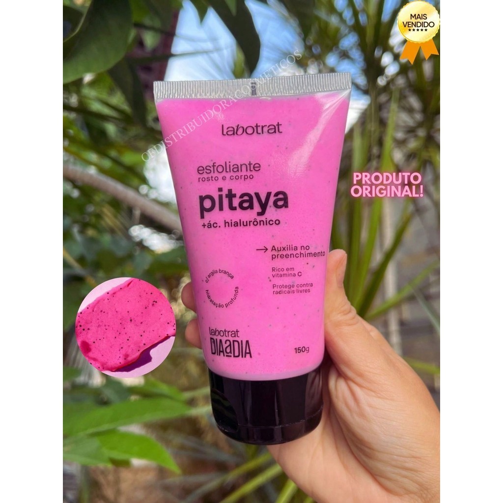 Esfoliante Facial e Corporal Pitaya com Ácido Hialurônico e Argila Branca | Shopee Brasil