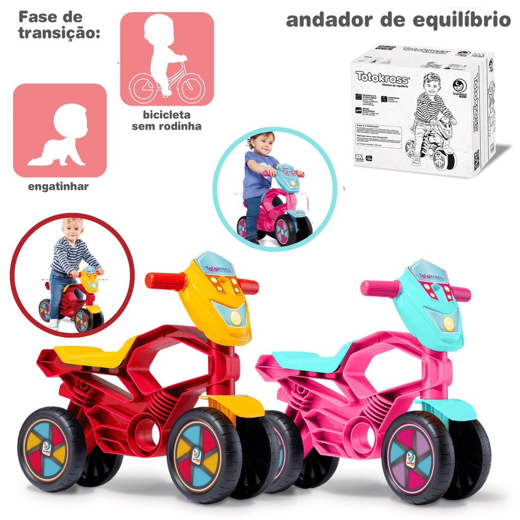 Motoca 4 Rodas Infantil - Totokross S/ Pedal Equilíbrio 25kg Triciclo ...