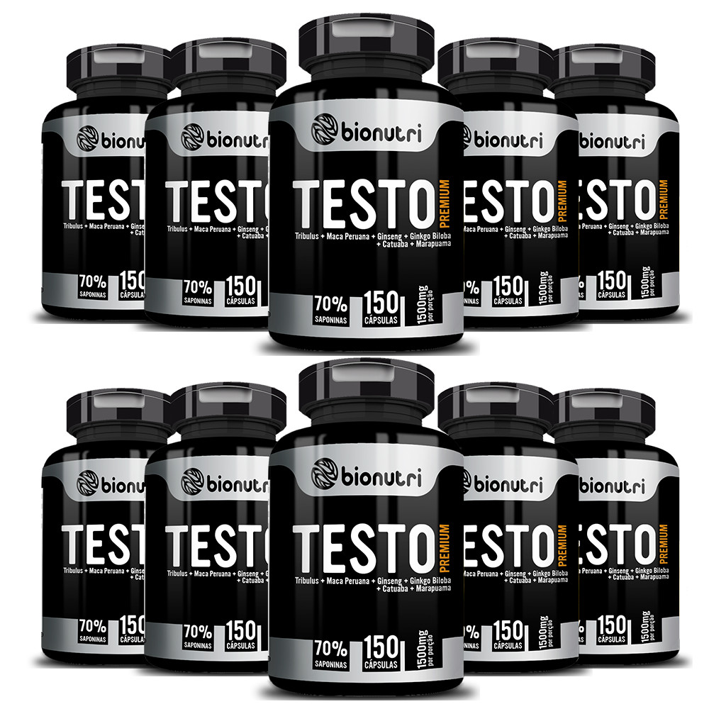 Kit 10X Testo Premium 150 Caps 1000 Mg Trib. Terrestris Com Maca ...