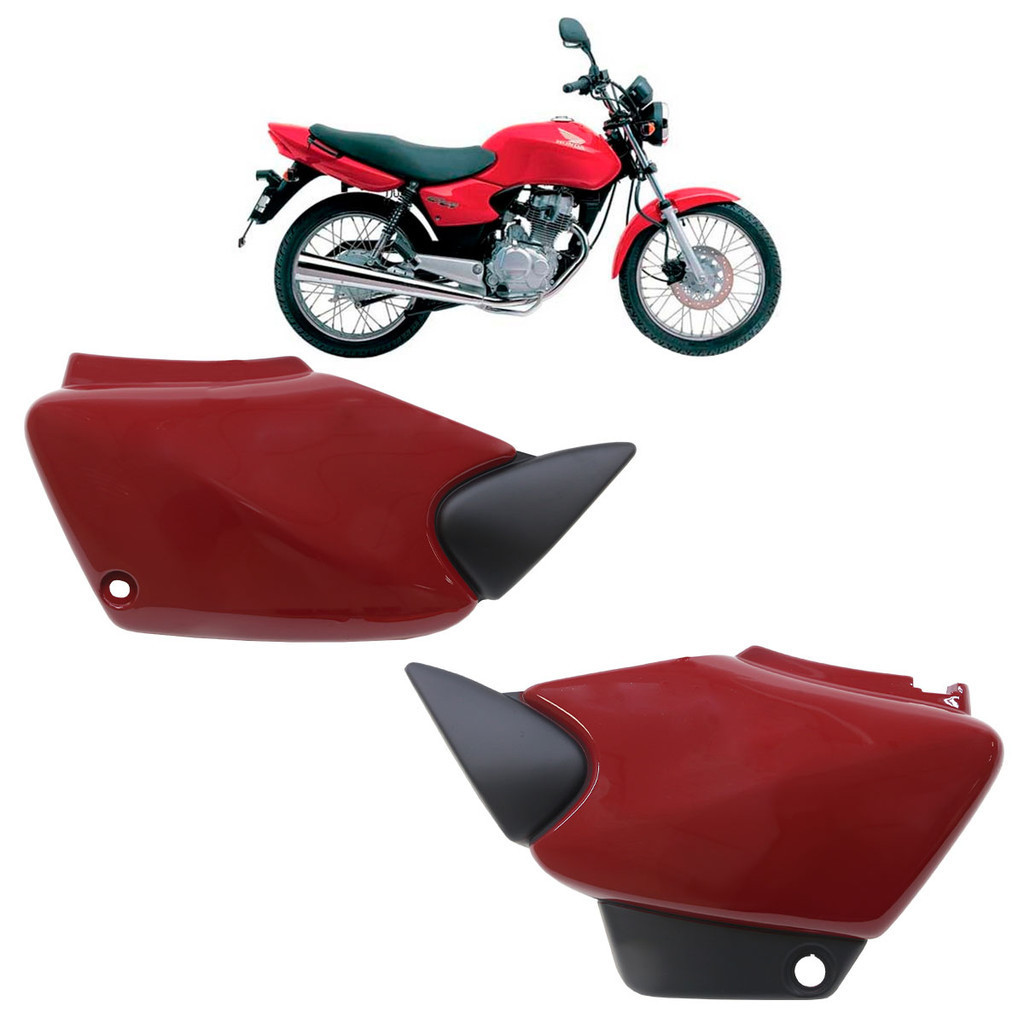 Par Tampa Lateral CG 125 Titan 2000 2001 2002 2003 2004 Vermelho Liso ...
