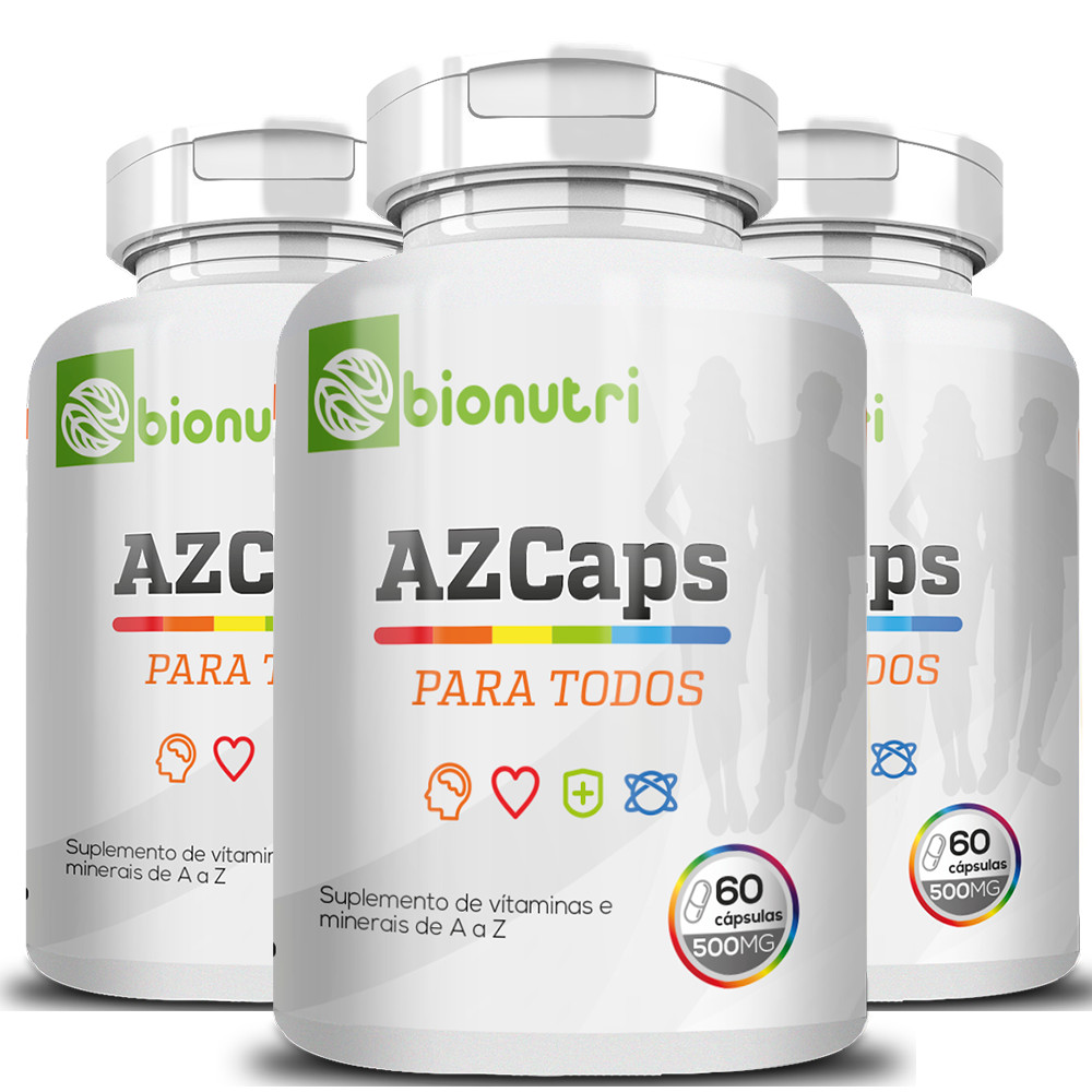 Kit 3X Az Caps Multivitamínico e Polivitamínico 60 Caps 500 Mg | Shopee ...