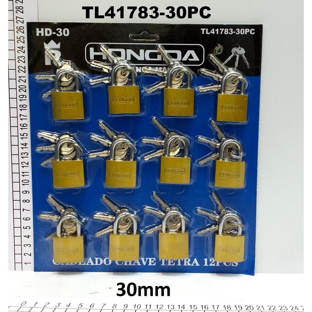 CADEADO CHAVE TETRA 30X30x30 CARTELA COM 12 UNIDADES | Shopee Brasil