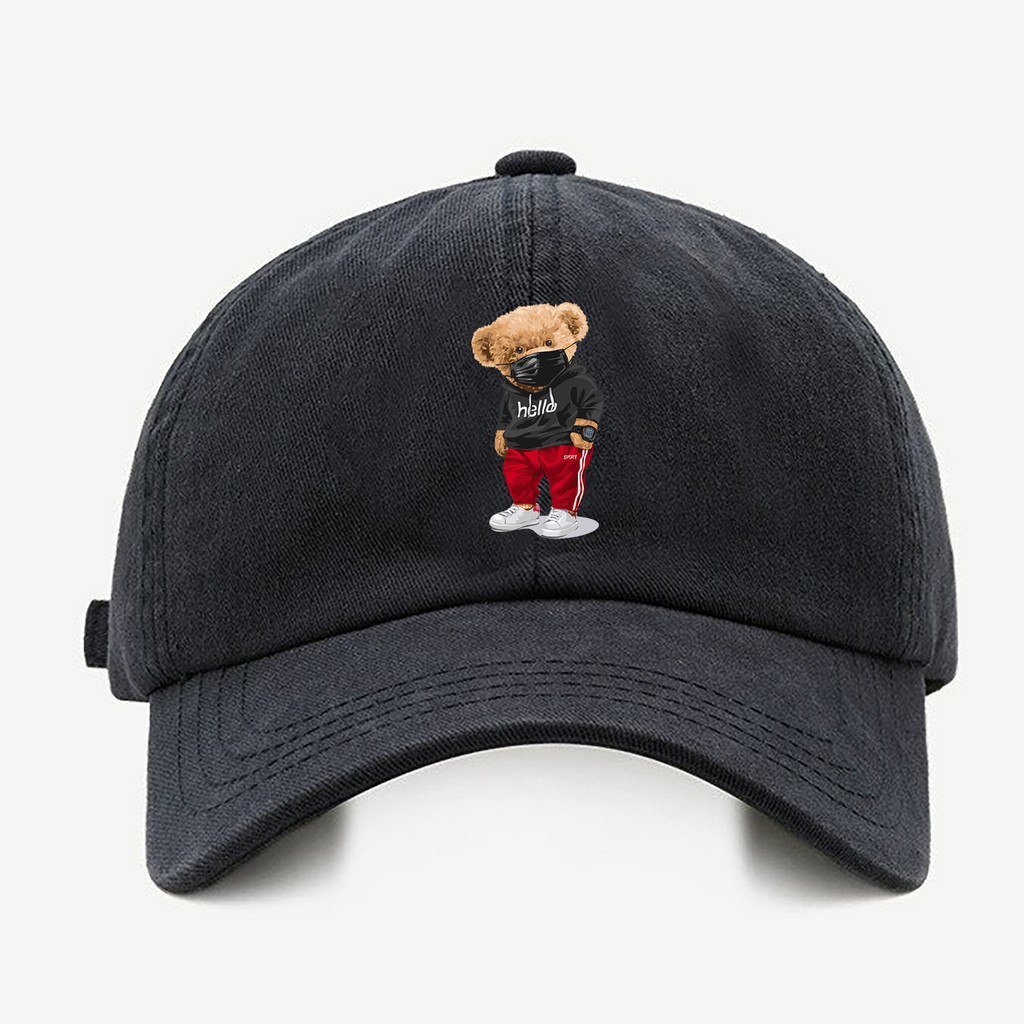 Bone baseball Masculino Bege Preto Branco Urso Hello Swag | Shopee Brasil