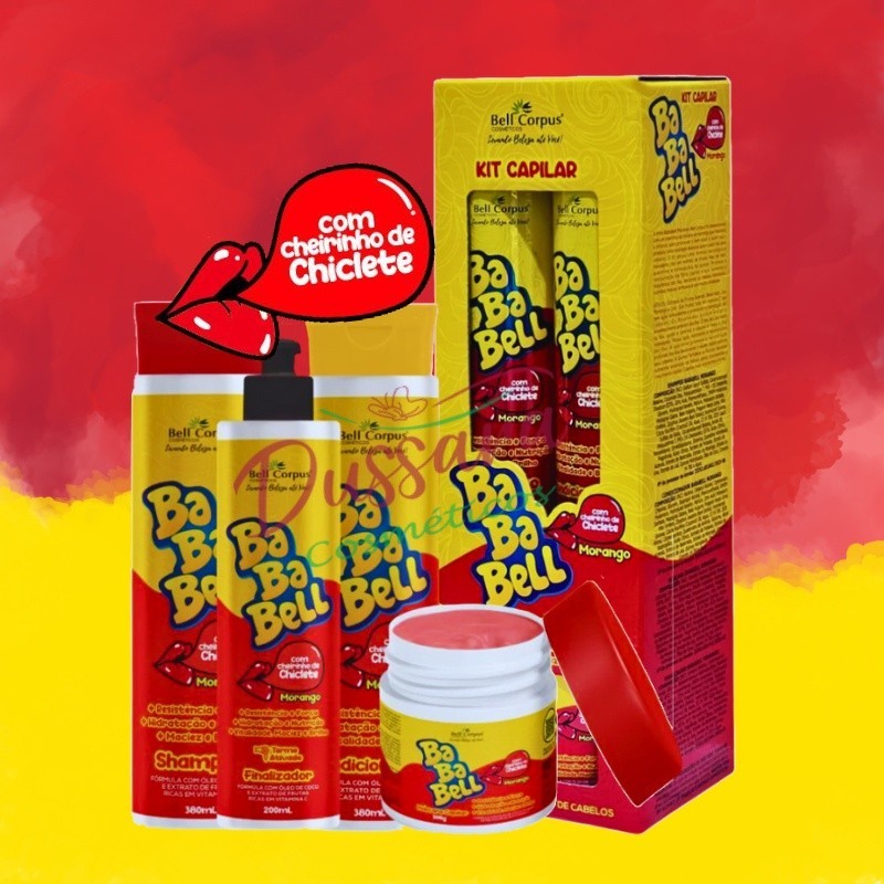 Kit Capilar BabaBell Babaloo MORANGO Com 4 Itens Bell Corpus (Cheirinho ...