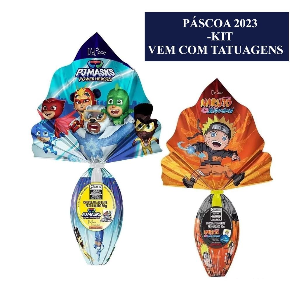 Kit Ovo De Pascoa PJ Masks + Chocolate Naruto Uzumaki 80g | Shopee Brasil