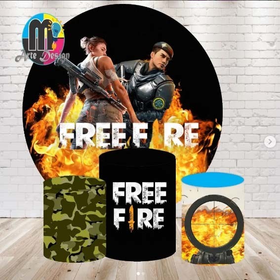 Kit Capa Painel Free Fire Redondo 150x150cm / Trio Cilindros / Romano ...