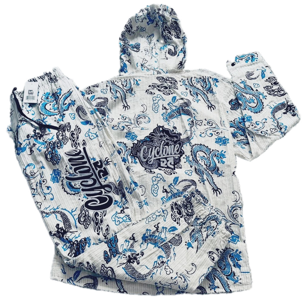 Kit Cyclone Jaqueta e Calça de Veludo Branca Dragão Cyclonado | Shopee ...