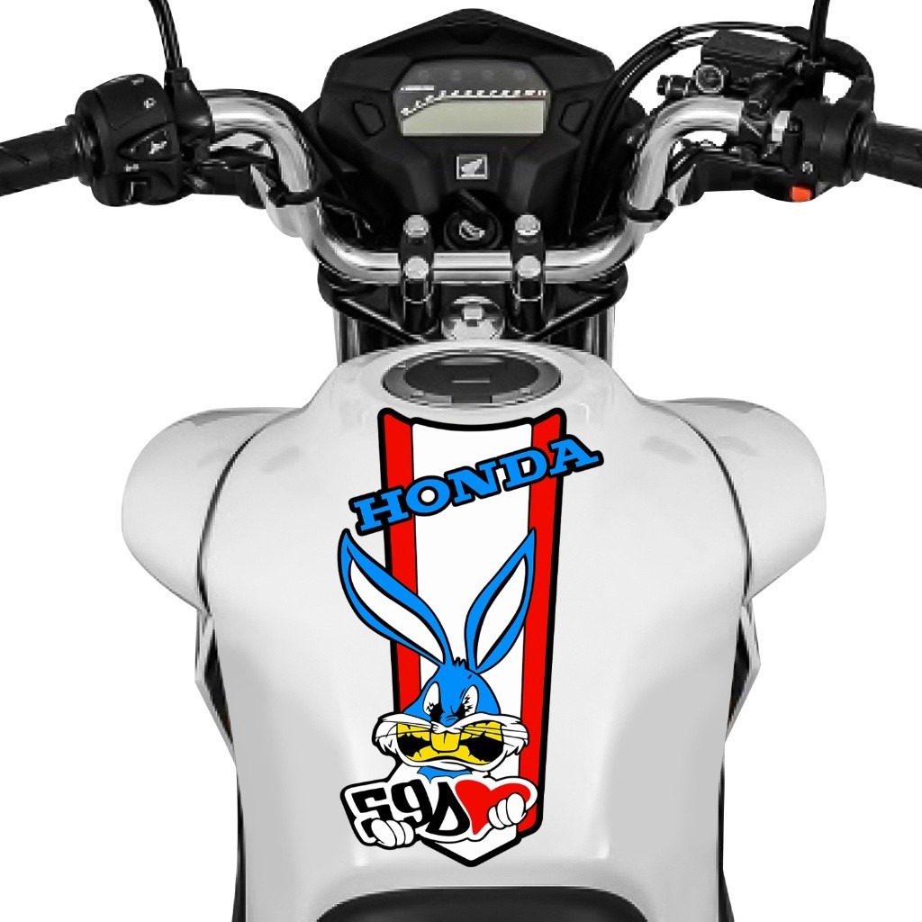 Adesivo Tanque de Moto Honda 59D Coração Coelho Azul e Vermelho ...