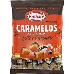 Bala de Caramelo Embare Chocolate e Leite Meio A Meio 660g. | Shopee Brasil