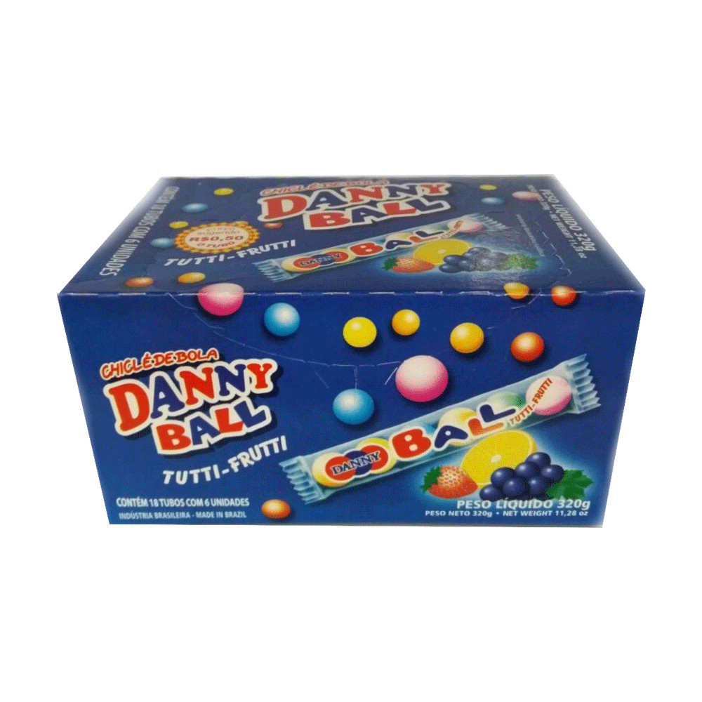 Chicle Danny Ball com 18 tubos de 6 unidades Sabor Tutti Fruit | Shopee ...