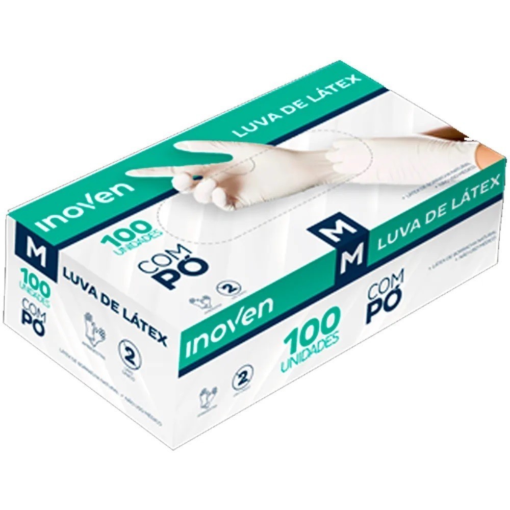 Luva De Procedimento Tamanho PP C/Pó 100Un Luvas Latex Luva de Latex ...