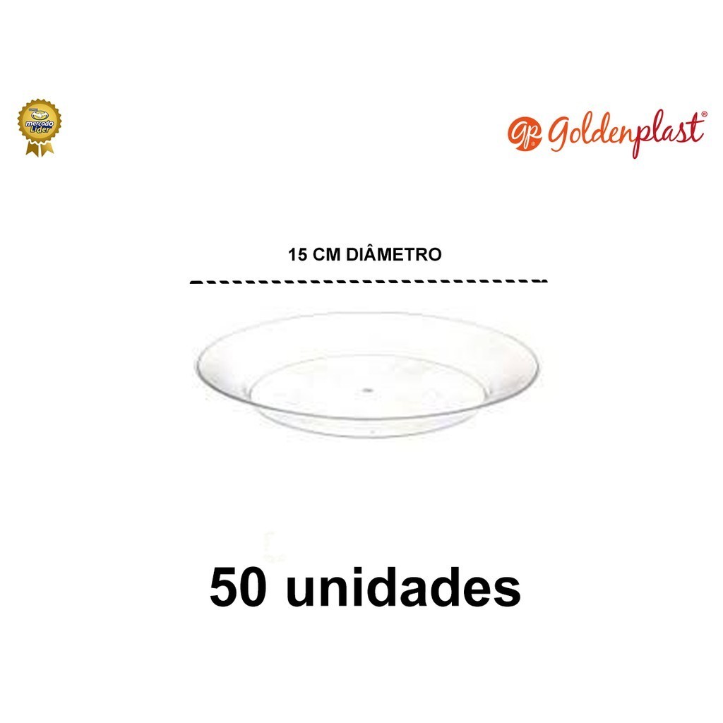 PRATINHO DE ACRÍLICO 15CM TRANSPARENTE BIODEGRADÁVEL PLÁSTICO - 50 ...
