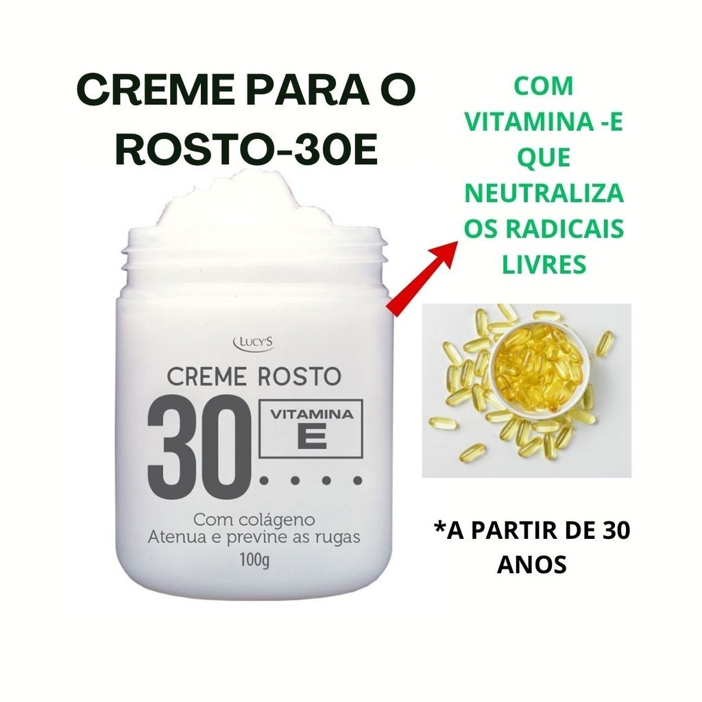 Creme Anti rugas Para Rosto Com Vitamina E (a partir de 30 anos) - 100g ...