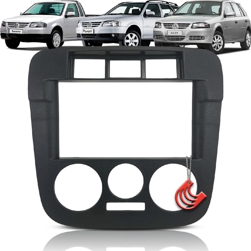 Moldura Painel 2 Din Central Multimidia Dvd Mp5 Padrão Japonês Preta Volks Gol Parati Saveiro G4 ...