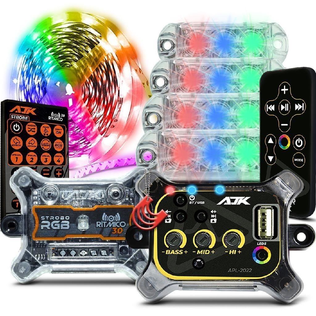 Mini Player Bluetooth Mp3 USB + Central + 4 Strobos + Fita LED - Bob ...