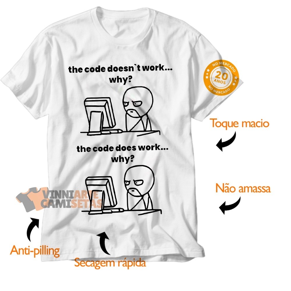 Camiseta masculina tradicional programador Sistemas codigo não funciona ...