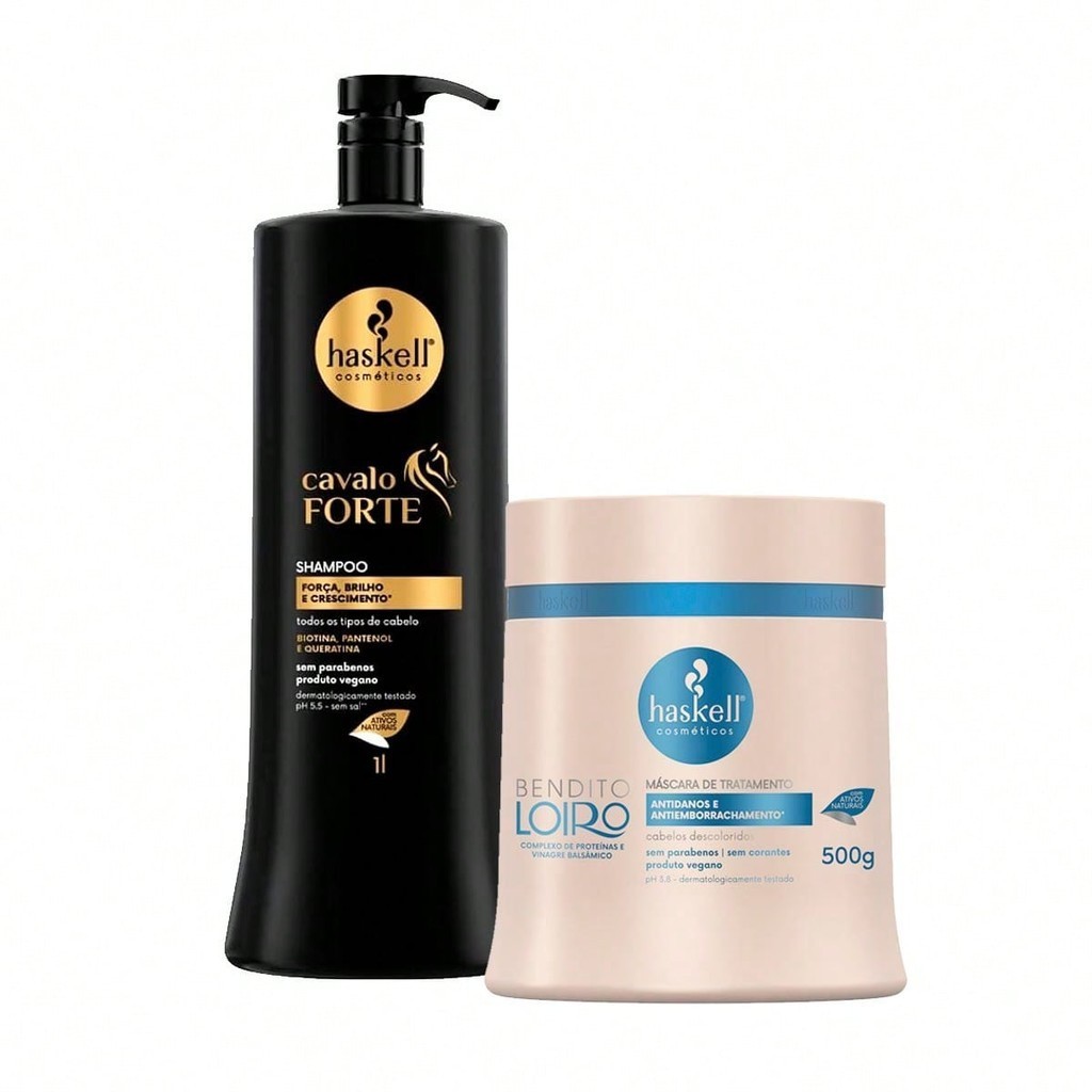 Kit Shampoo Haskell Cavalo Forte 1 Litro + Máscara Bendito Loiro 500g | Shopee Brasil