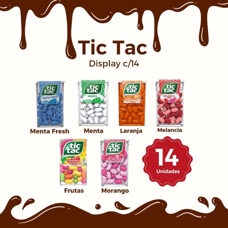 Pastilhas de Tic Tac - Display c/14 Unidades - Escolha o sabor ...