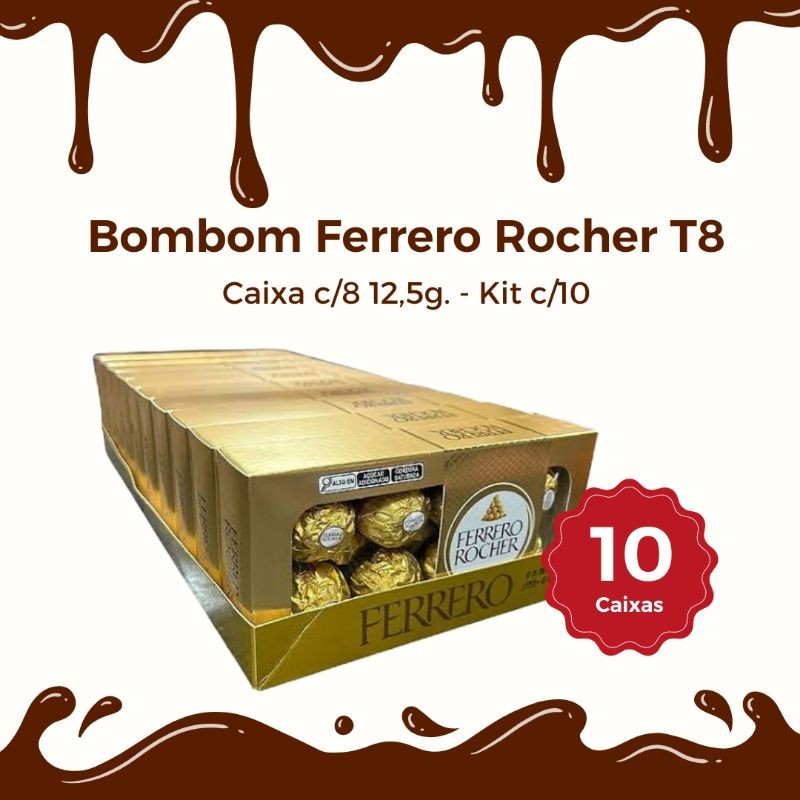 Bombom Ferrero Rocher T8 - Kit C/10 a 40 Caixas | Shopee Brasil