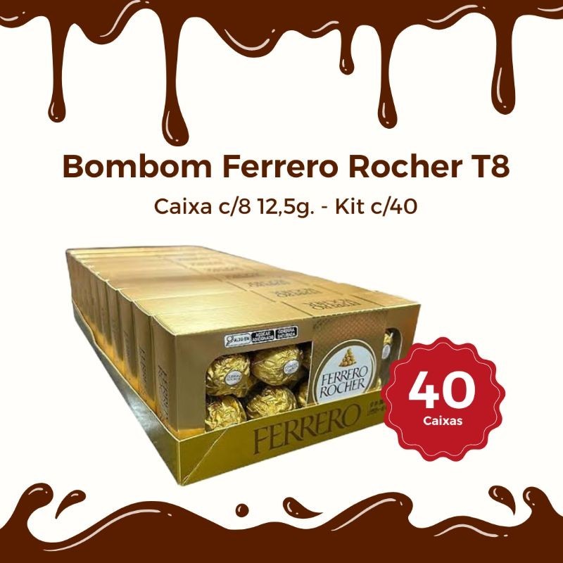 Bombom Ferrero Rocher T8 - Kit C/10 a 40 Caixas | Shopee Brasil