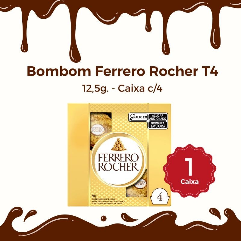Bombom Ferrero Rocher T4 - Caixa c/4 Unidades | Shopee Brasil
