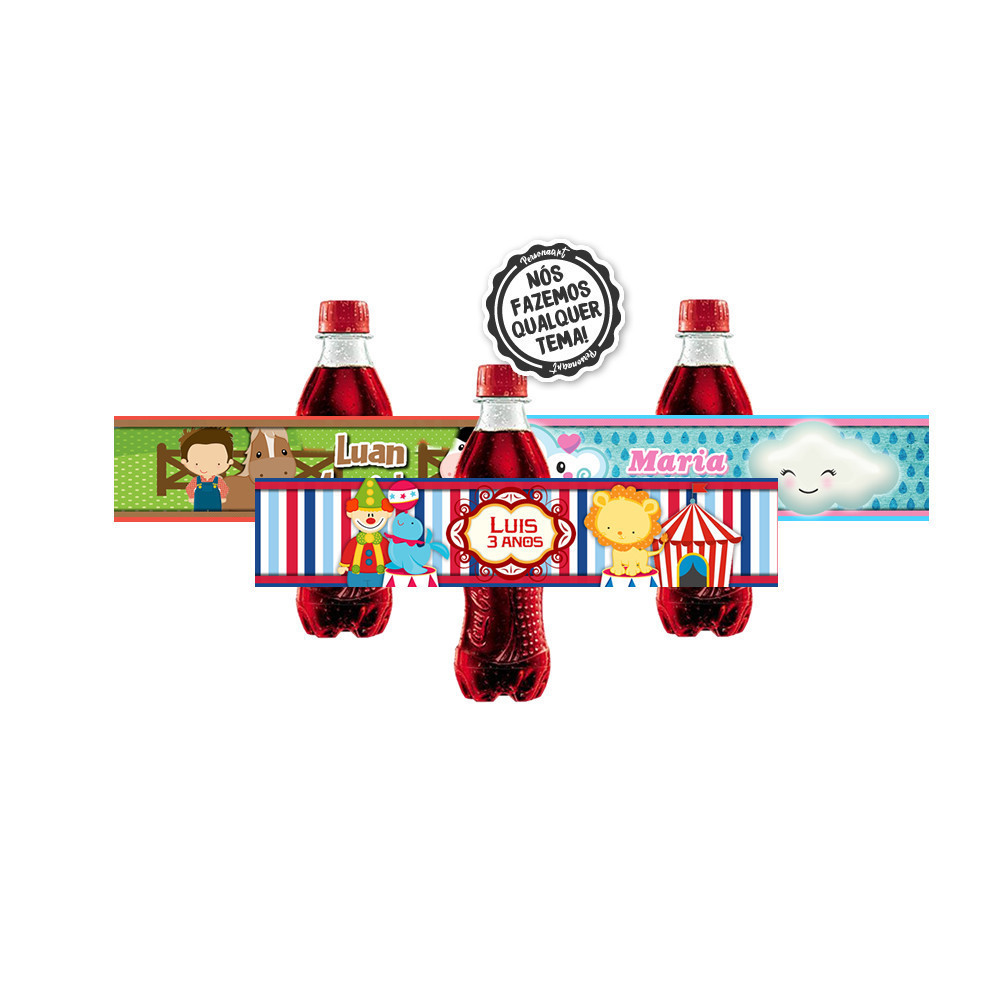 Rótulo Adesivo Mini Coca Cola Personalizado 14 Unidades Qualquer tema ...
