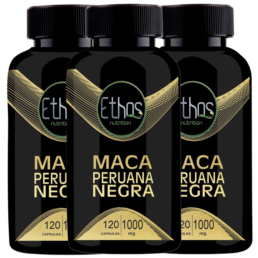 3 Maca Peruana Negra 360 Cápsulas 1000mg Ethos Nutrition | Shopee Brasil