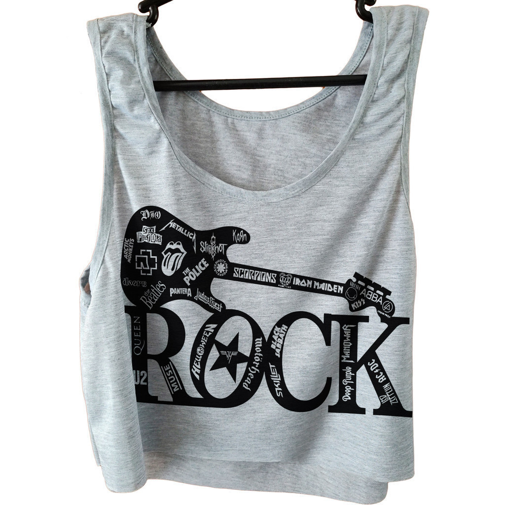 Blusa Cropped Banda de Rock Feminina | Shopee Brasil