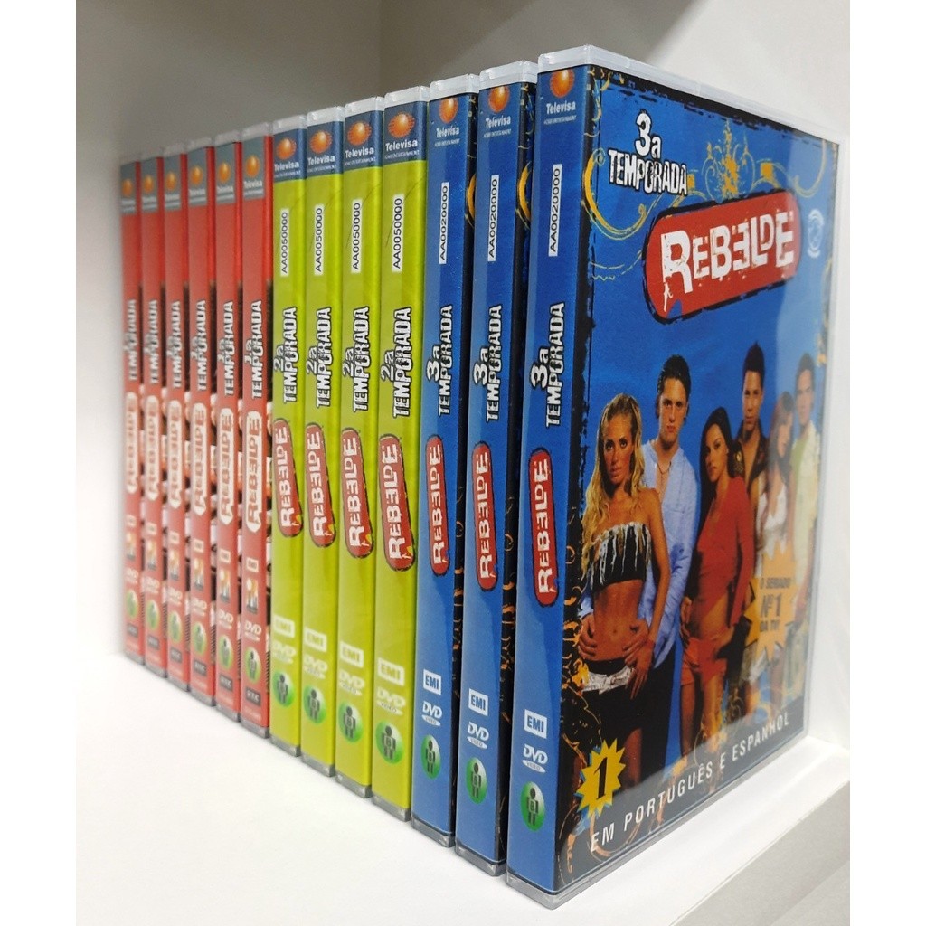 Box Novela Rebelde 1ª 2ª E 3ª Temporadas Completa Sem Cortes 72 DVDS ...