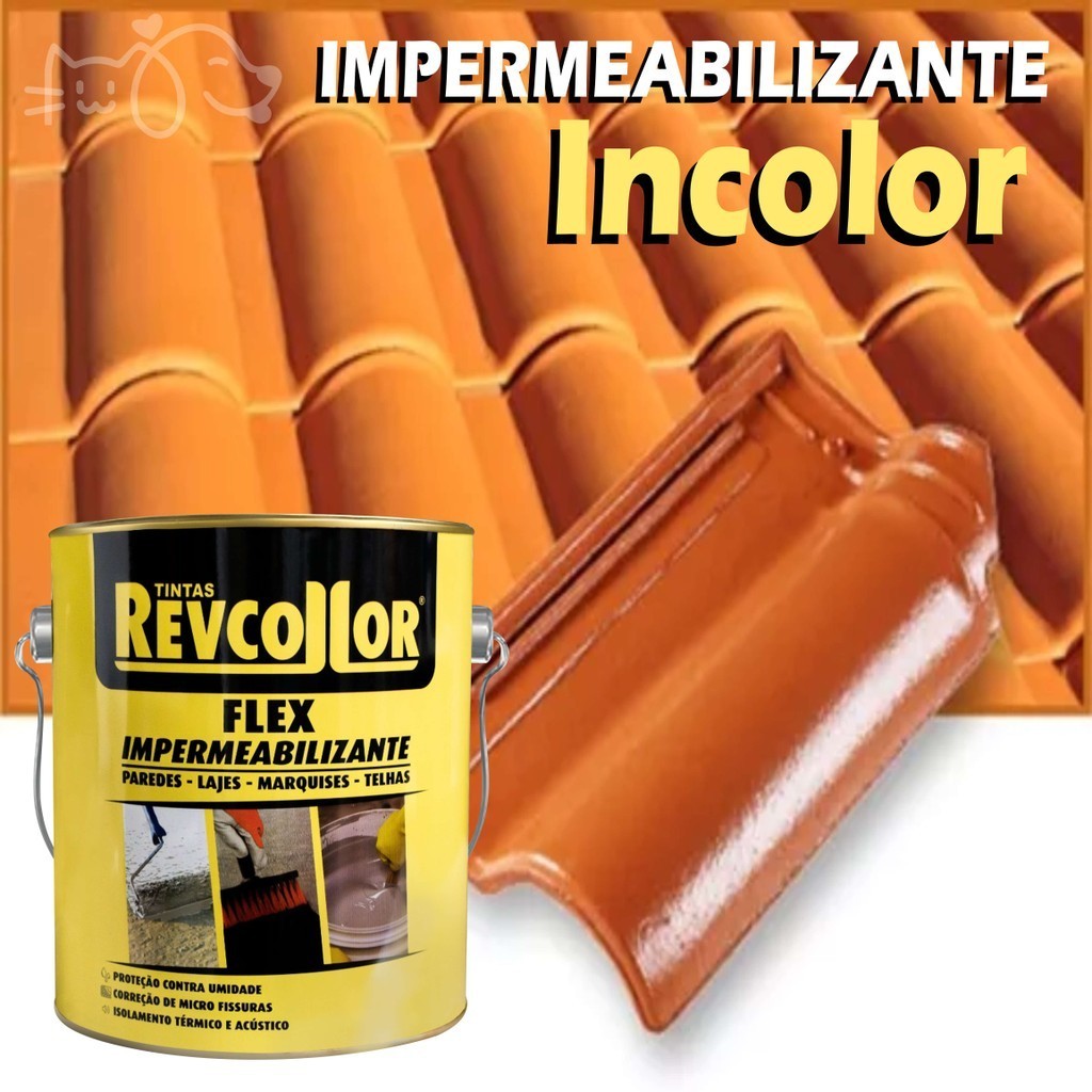 Resina Emborrachada INCOLOR Impermeabilizante Telhado Muro Parede 3,6L ...
