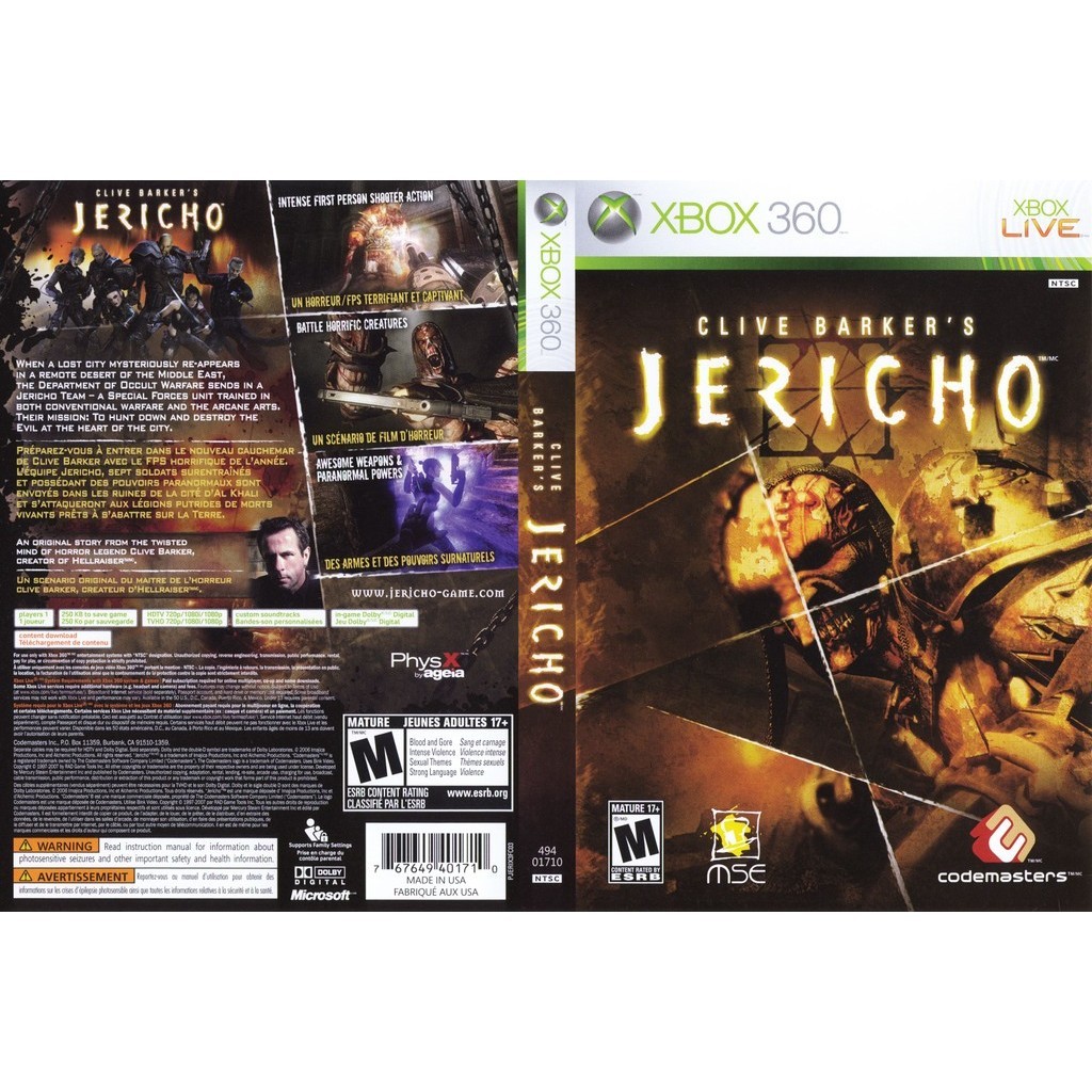 Clive Barkers Jericho P/ Xbox 360(JTAG/LT/LTU/RGH) | Shopee Brasil