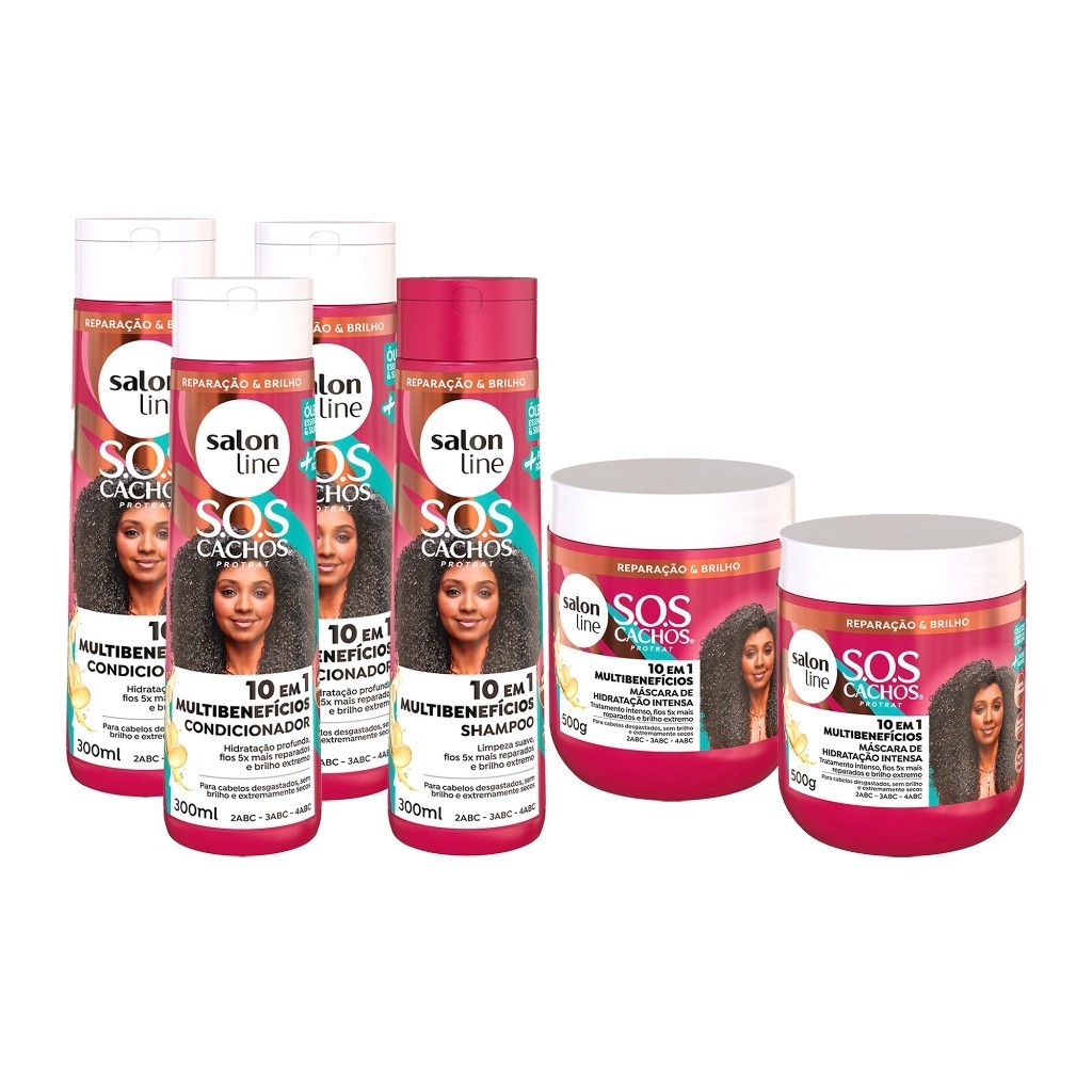Kit SOS Cachos + Poderosos 6 Produtos Veganos | Salon Line | Shopee Brasil