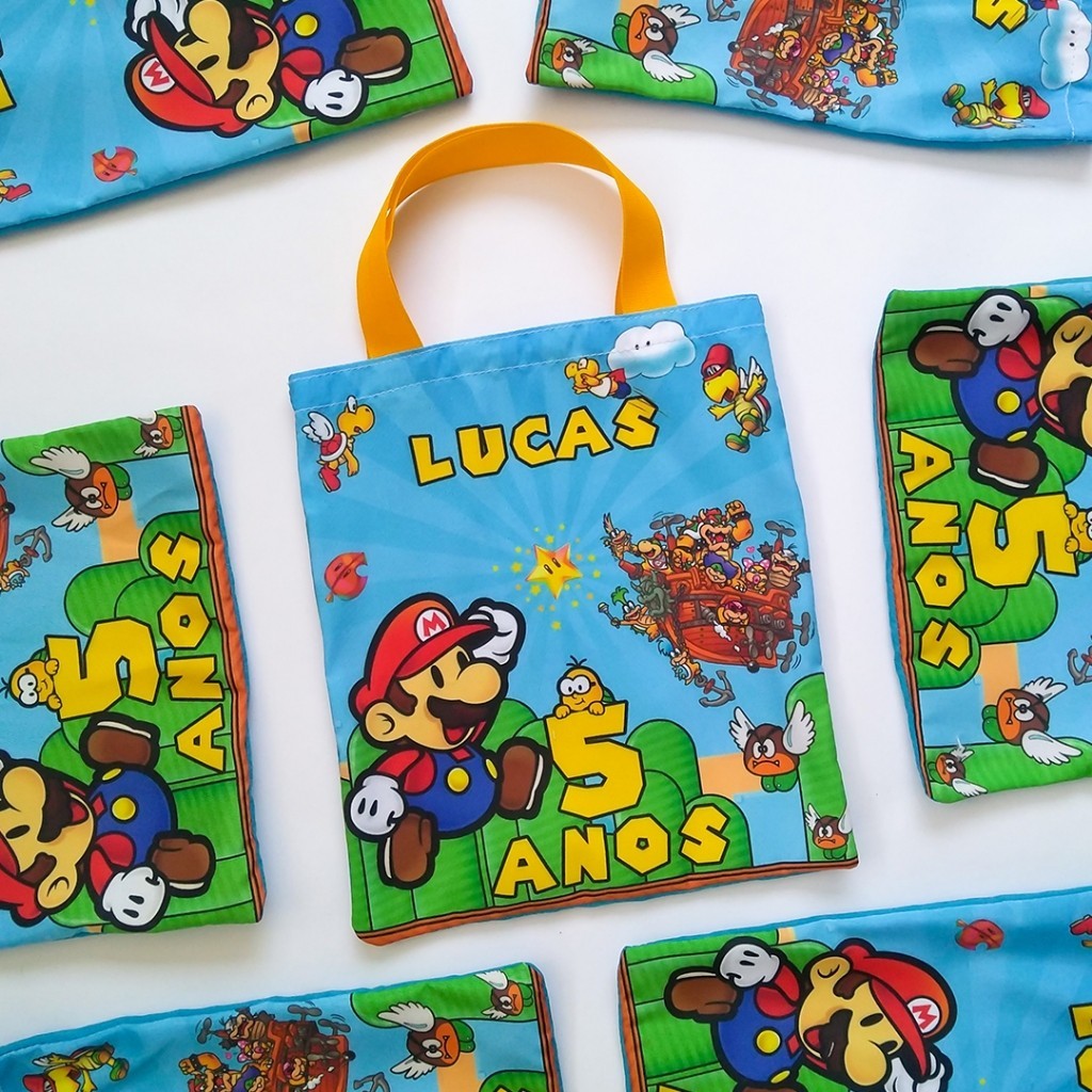 kit com 10 Bolsas personalizadas sacolinha, Bolsinha, ecobag de festa personalizada Super Mario ...